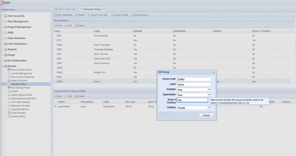 Webclient/Zoom Desktop Allow Non IPTC Fields in the Timeline View - Evolphin Documentation