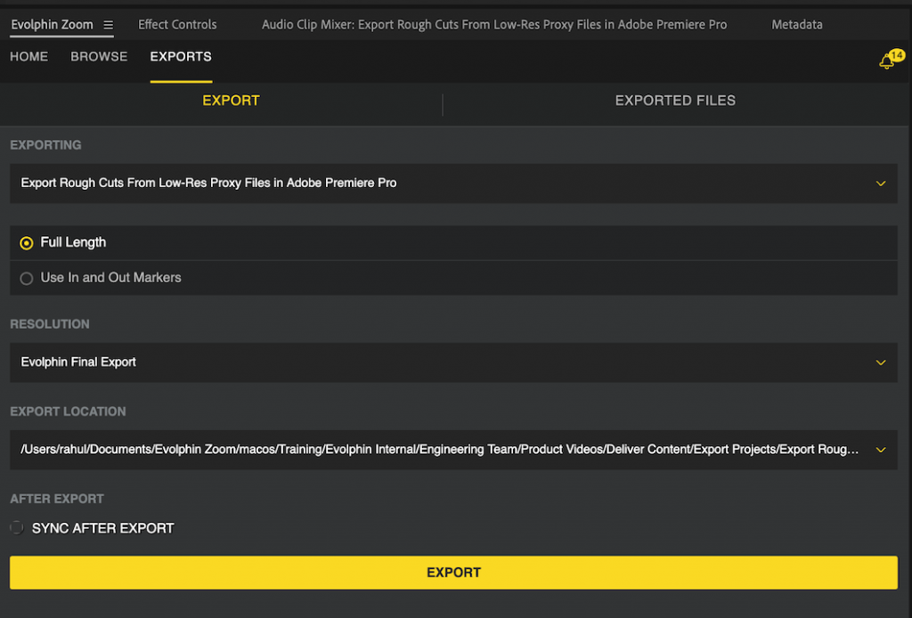 Using Export Presets in the Adobe Premiere Pro Plugin - Evolphin Learning Portal